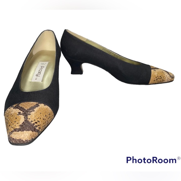 Proxy | Shoes | Vintage Proxy Black Snake Tipped Heels | Poshmark